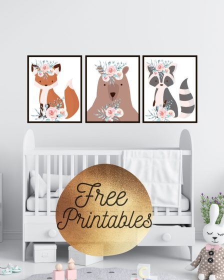 Prints For Nursery (Floral Woodland Animals Free Printables) - DIY ...